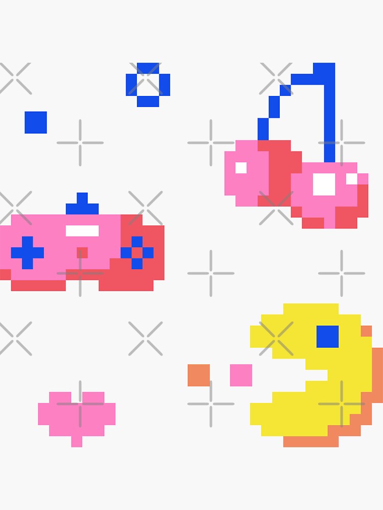 "Vintage 8-Bit Pixel Art Gaming Sticker Collection" Sticker for Sale by ...