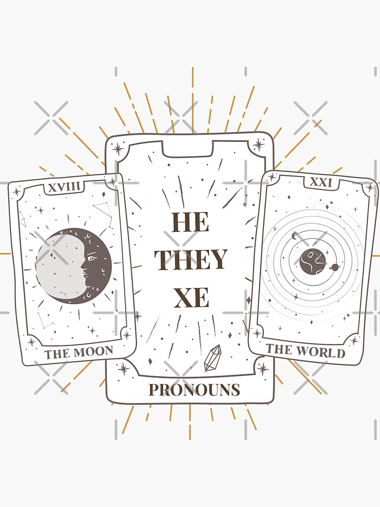 "He/They/Xe Pronouns Non-binary Trans LGBTQ Pride Tarot He They Xe Pronoun" Sticker for Sale by ...