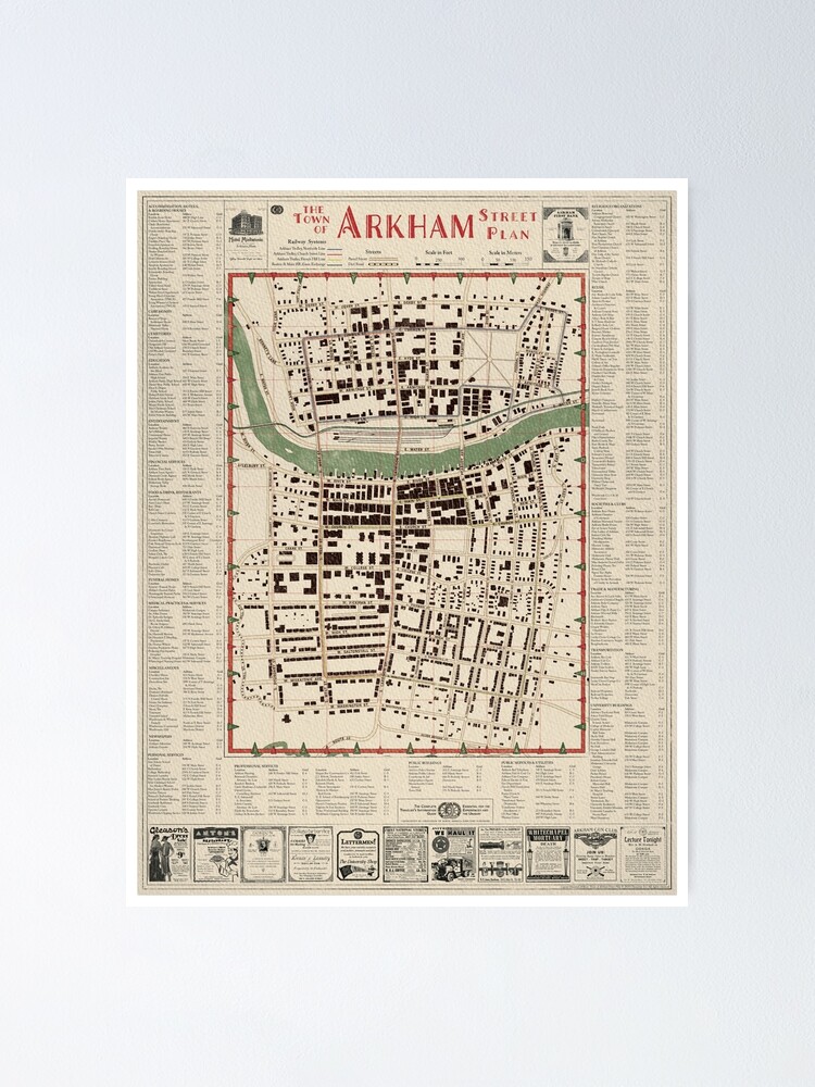 "Arkham Street Plan Map" Poster for Sale by Chaosium | Redbubble