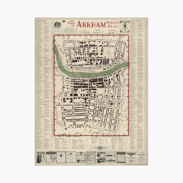 "Arkham Street Plan Map" Photographic Print for Sale by Chaosium ...