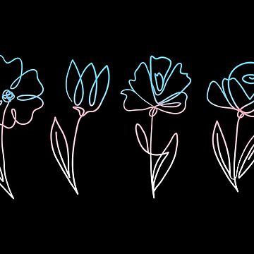 "Subtle Trans Pride Flowers Transgender Flag Line Art Drawing" Sticker ...