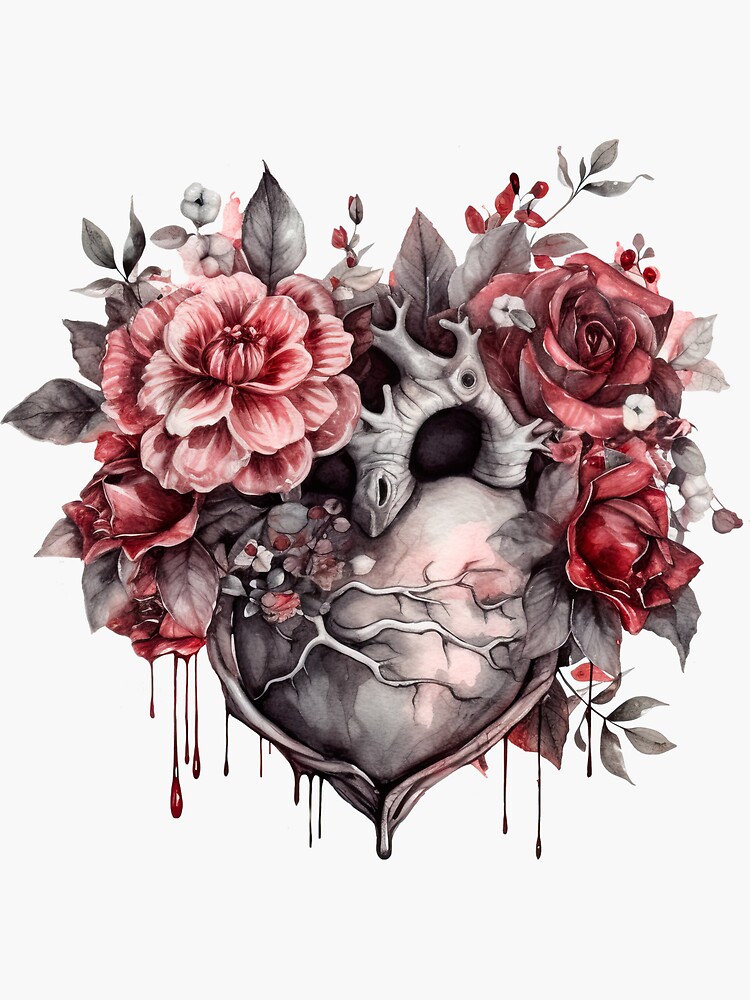 "Gothic Floral Heart" Sticker for Sale by Flyleaf-Prints | Redbubble