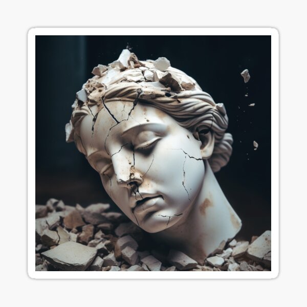 "Broken ancient greek statue woman head falling in pieces. Broken ...