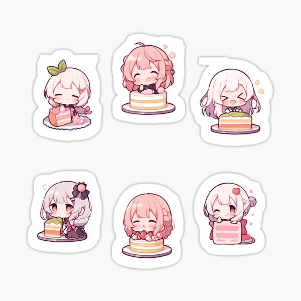 "Chibi Cake Anime Food Kawaii Pack" Sticker for Sale by ChibiMochis ...