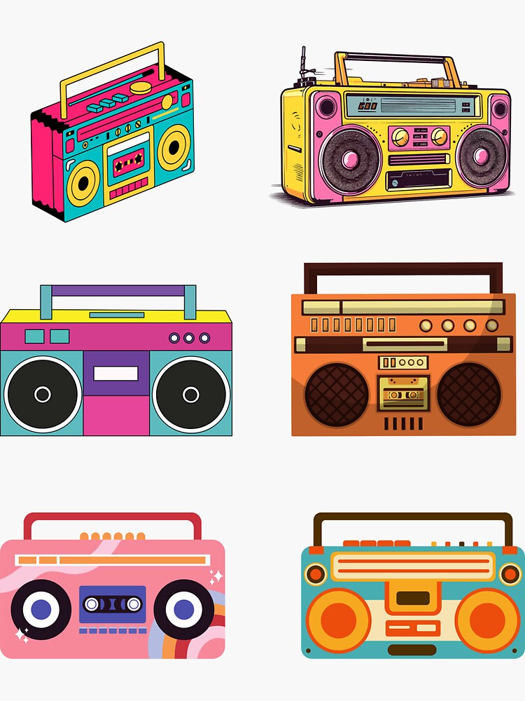 "Retro Boombox Retro Music pack" Sticker for Sale by abygal14 | Redbubble