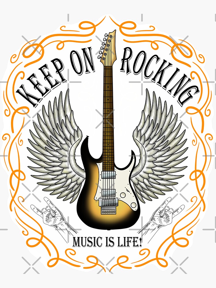 "Keep on Rocking! Music lover design! Guitar!" Sticker for Sale by ...
