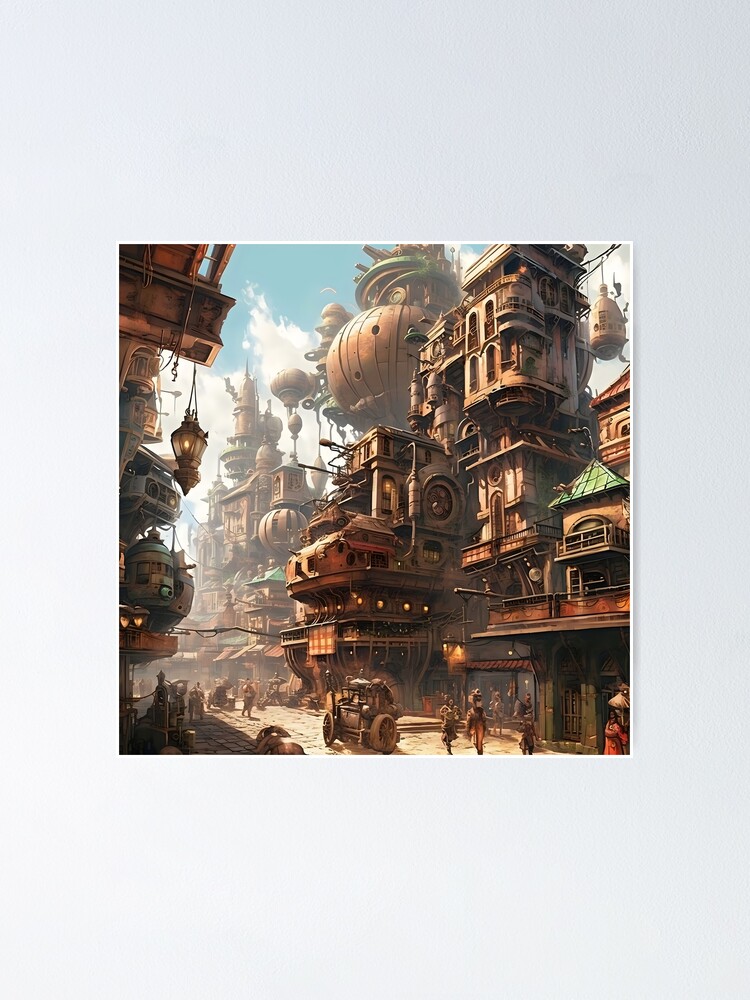 "Steampunk Metropolis: A Fantastic Illustration of Gears, Airships and ...