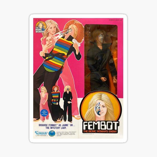 "Fembot, the Bionic Woman's Enemy Action Figure MIB" Sticker for Sale ...