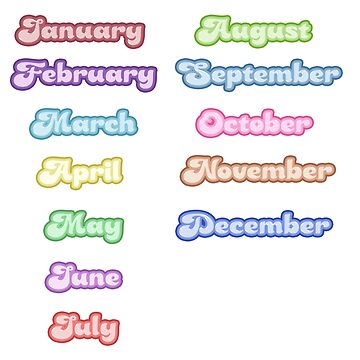 "Colorful Month TEXT! Perfect for Scrap-booking." Sticker for Sale by ...