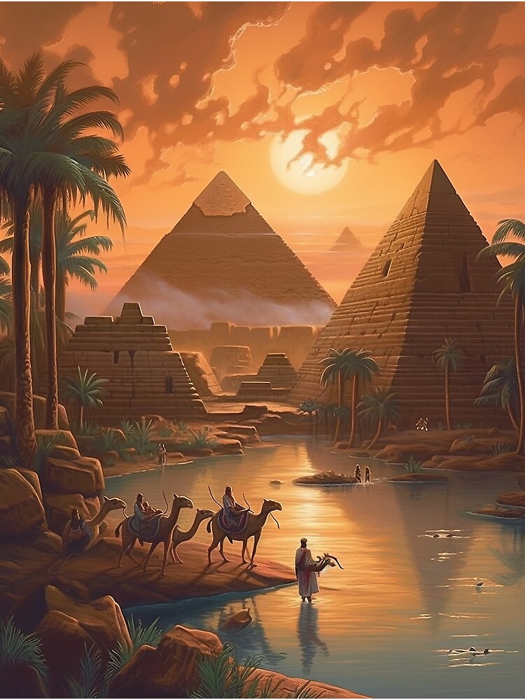 "Illustration Pyramids of Giza #2 - Ancient Egyptian Art Lovers Poster, Wall Art, Photo Print ...