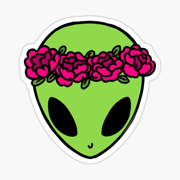 Alien Flower Crown Stickers | Redbubble