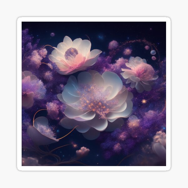 "Cosmic Themed 3D Flower Patterns" Sticker for Sale by pittmern | Redbubble