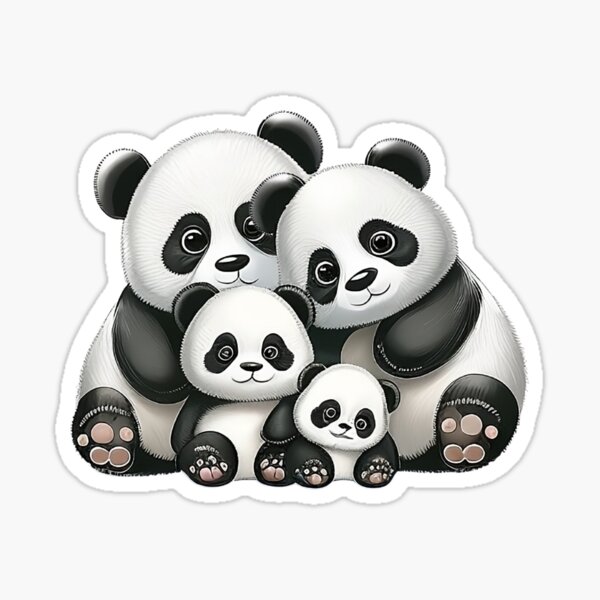 "Panda Family - cute" Sticker by Adeline COURTOIS | Redbubble
