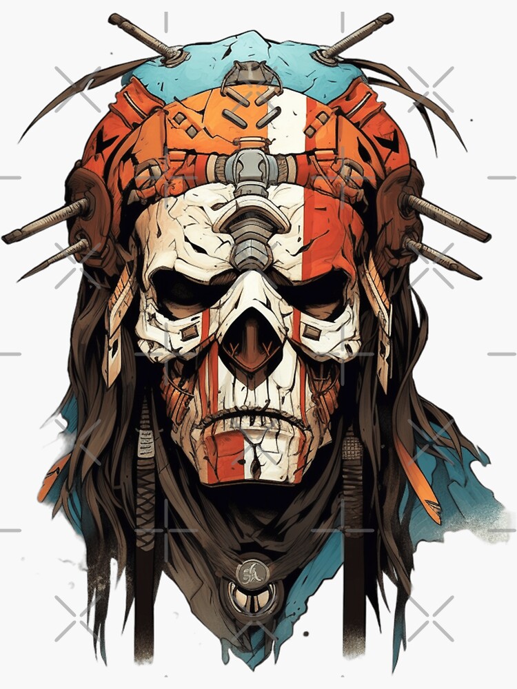 "Native Indian Big Chief Shaman In Headdress" Sticker for Sale by ...