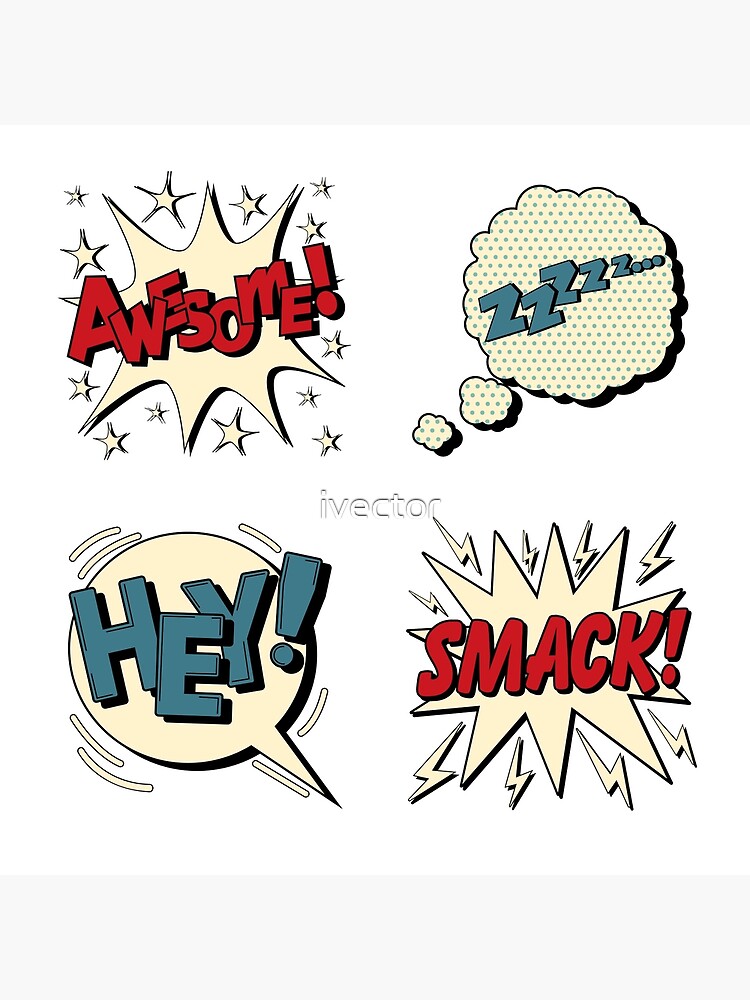 "Comic Bubbles with Expressions. Pop Art Bubbles. " Art Print by ...