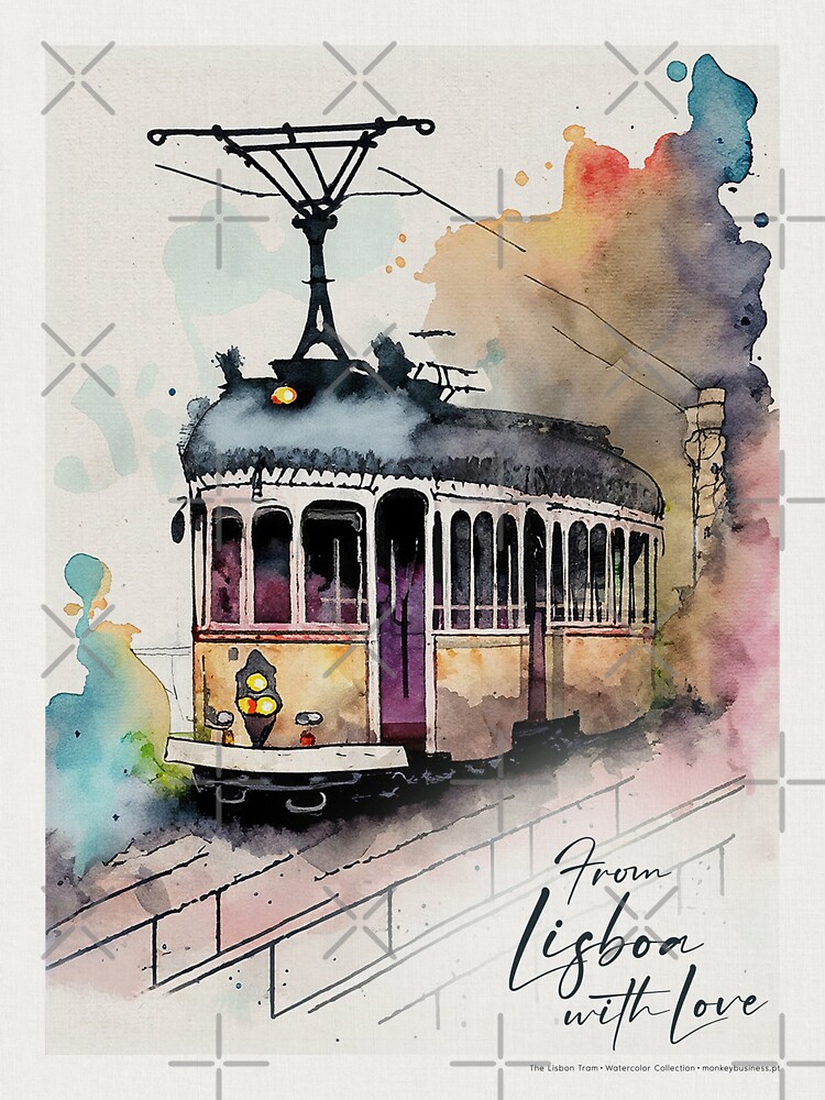 "Lisbon Tram - Cities and Places - Watercolor Collection" Sticker for ...