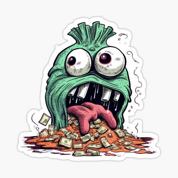 "Money bag throwing up" Sticker for Sale by mattwint23 | Redbubble
