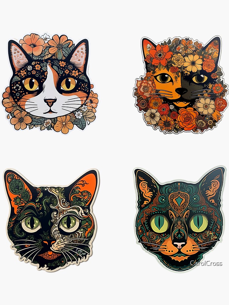"Colorful Trippy Cat Psychedelic Stickers" Sticker for Sale by ...
