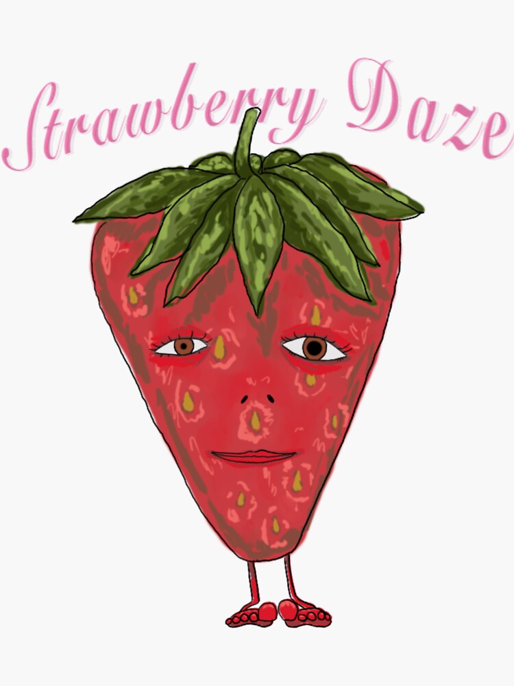 "Strawberry Daze" Sticker for Sale by poocubicleshart | Redbubble