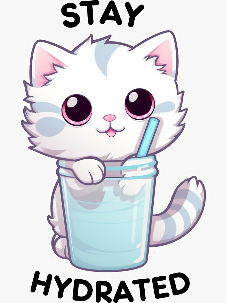 "Stay Hydrated Cat " Sticker for Sale by Petrie19 | Redbubble