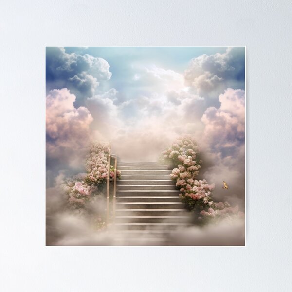 "In Loving Memory Memorial Background Template Stairs to Heaven, Rest ...