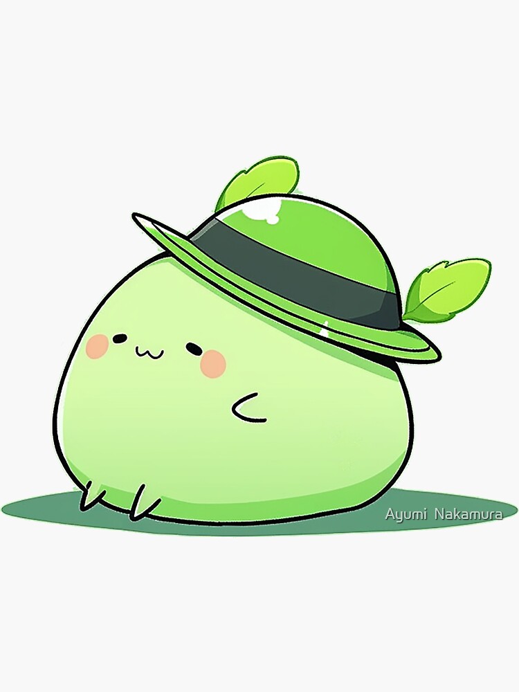"Cute Green Blob In A Hat Lookin Kawaii" Sticker for Sale by Ayumi ...