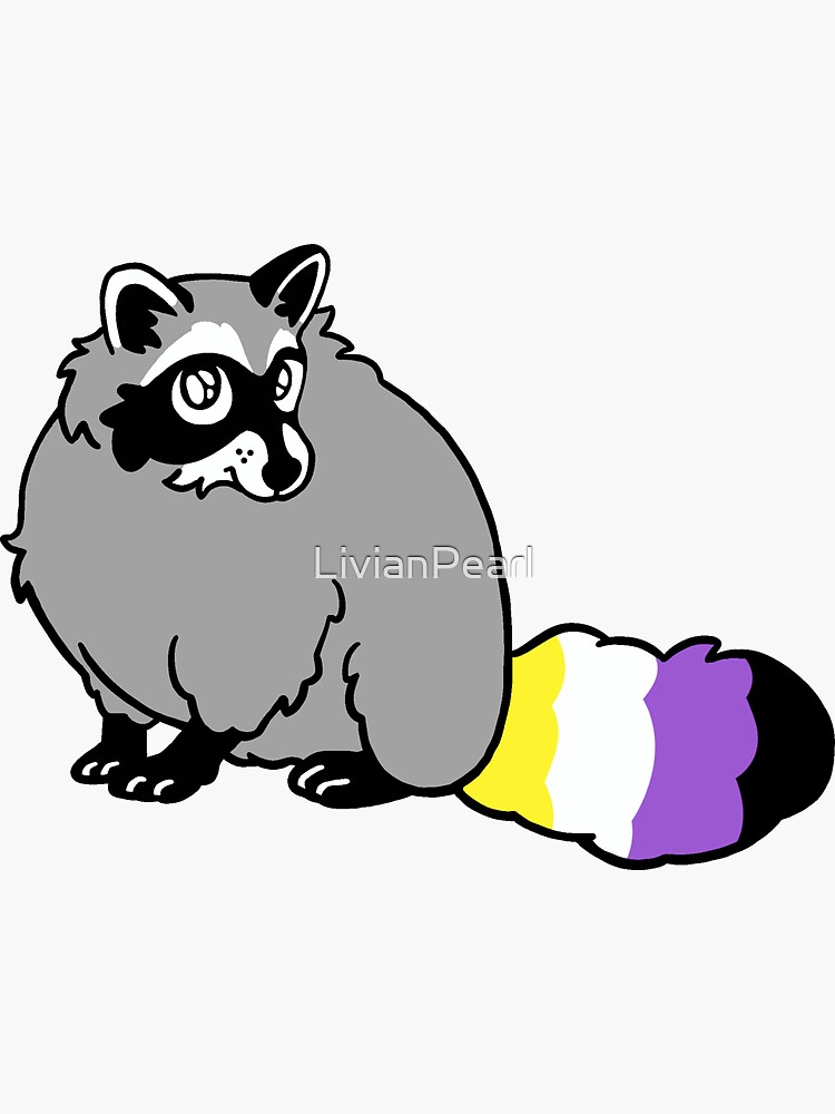"nonbinary pride raccoon - flag tail" Sticker for Sale by LivianPearl ...