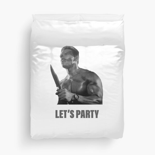 "Arnold Schwarzenegger - Commando - Let’s Party" Duvet Cover for Sale ...