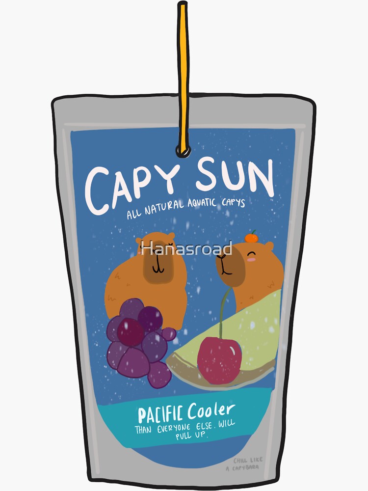 "Capy Sun: Capybara CapriSun" Sticker for Sale by Hanasroad | Redbubble