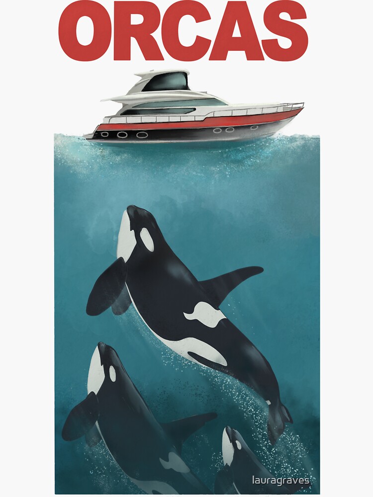 "Orcas" Sticker for Sale by lauragraves | Redbubble