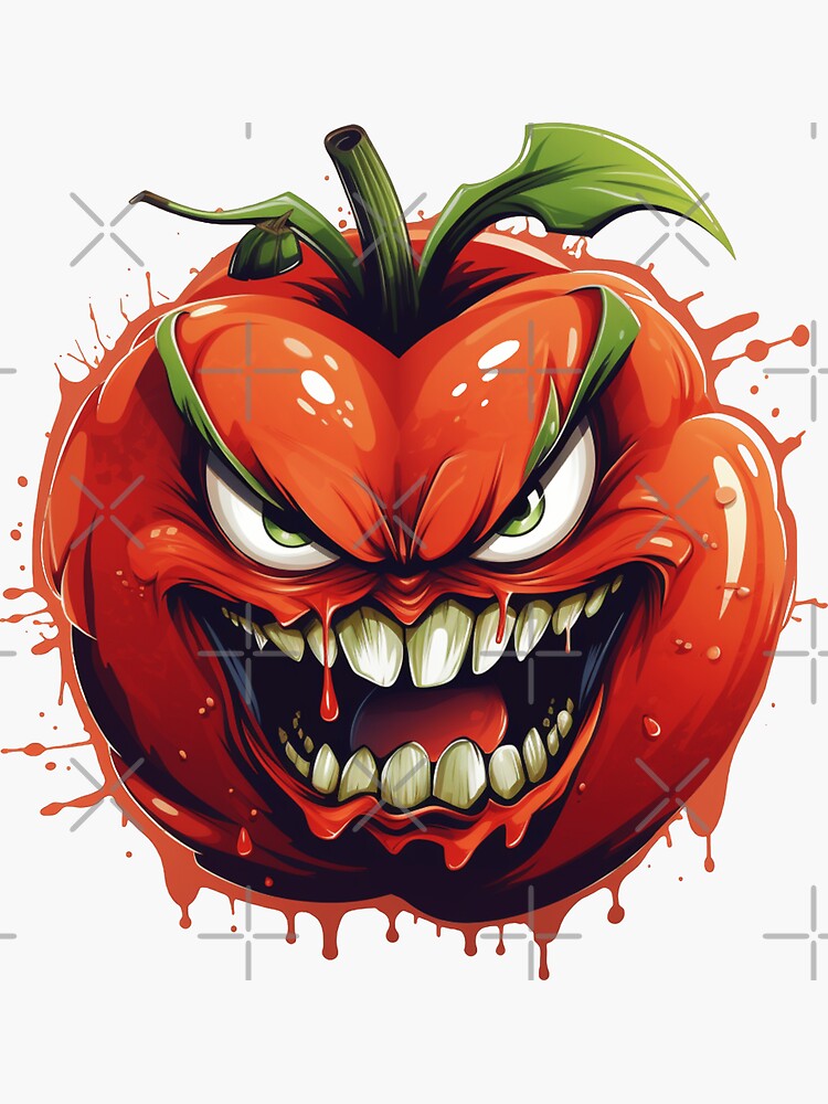 "Angry Killer Tomato" Sticker for Sale by Nightarcade | Redbubble