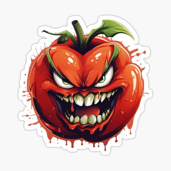 "Angry Killer Tomato" Sticker for Sale by Nightarcade | Redbubble