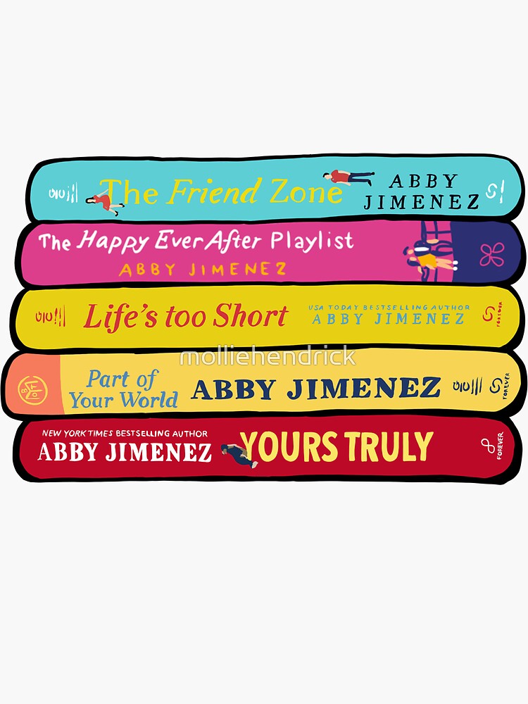 "Romance Book Stack Abby Jimenez" Sticker for Sale by molliehendrick ...
