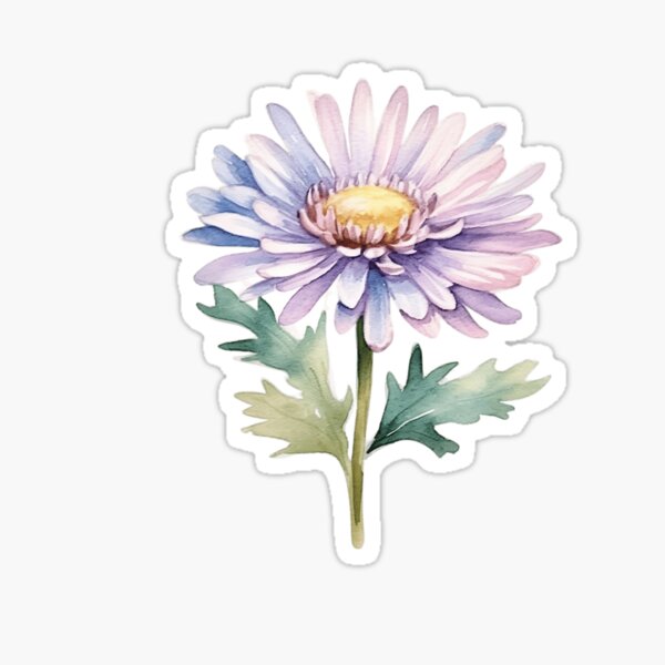 "Watercolor Aster Flower" Sticker for Sale by supersassafras | Redbubble