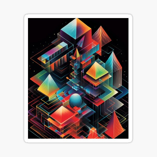 "3D Geometric Wonders: Cubes and Pyramids" Sticker for Sale by ...
