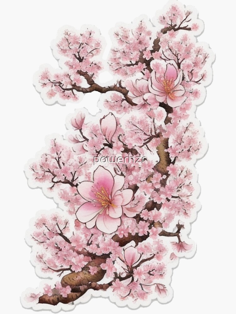 "Serene Sakura Blossom Sticker" Sticker for Sale by powerhzr | Redbubble