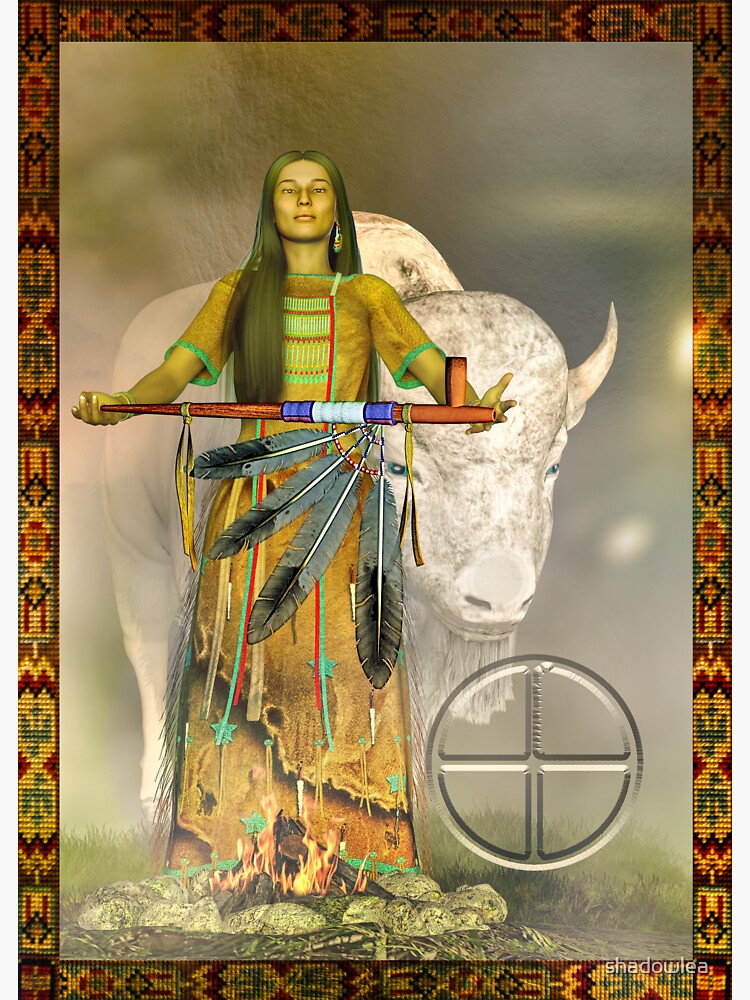 "White Buffalo Calf woman 4" Sticker for Sale by shadowlea | Redbubble
