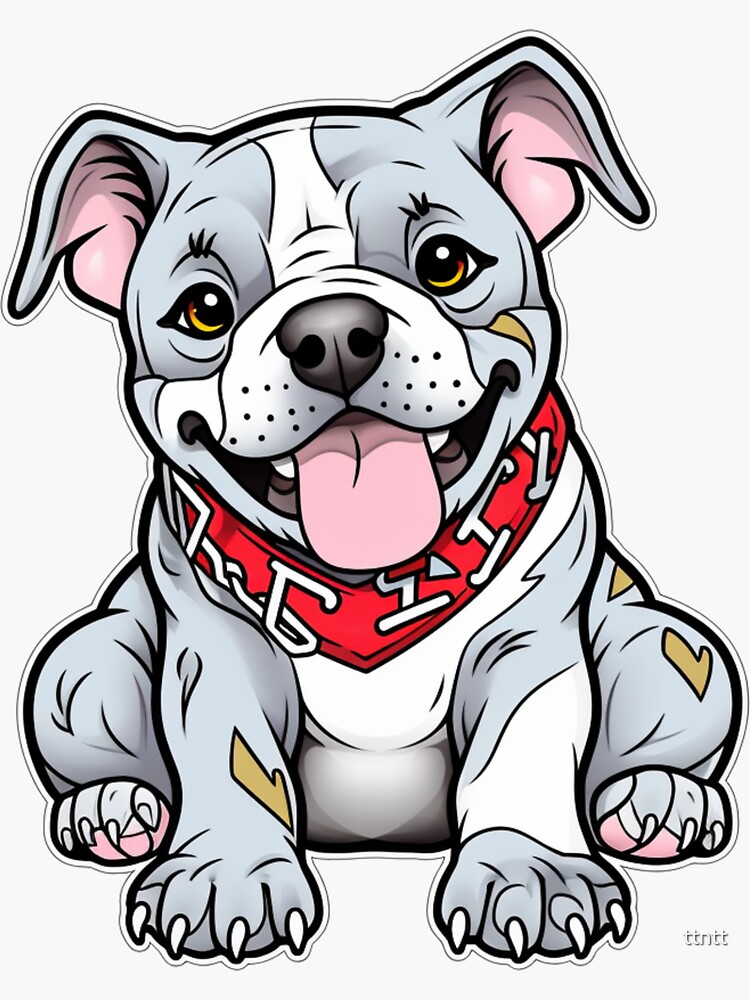 "Adorable Cartoon American Bully " Sticker for Sale by ttntt | Redbubble