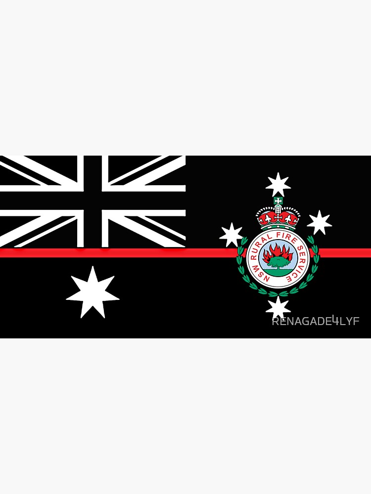 "NSW RFS - Australian Thin Red Line Flag -Black & White" Sticker for ...
