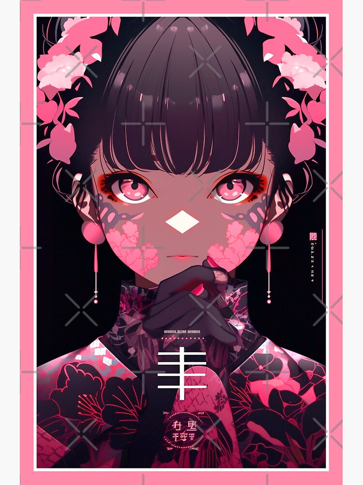 "Aesthetic Anime Girl Pink Rosa Black | Quality Aesthetic Anime Design ...