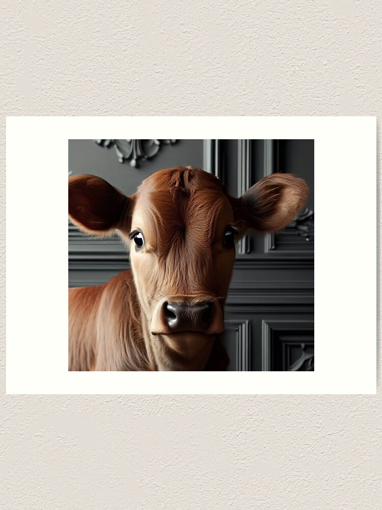 "Portrait of beautiful calf on dark victorian interior background " Art ...