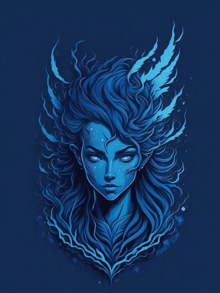 Divine Angel: Detailed Illustration in Shades of Blue iPhone Case sold ...