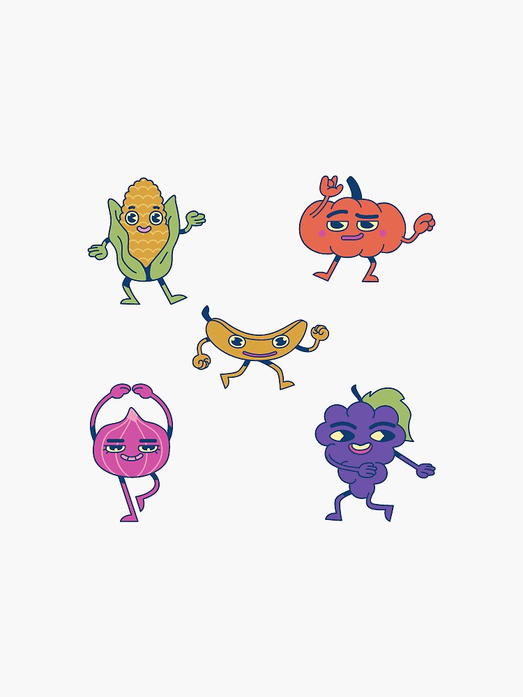 "cute dancing food " Sticker for Sale by rubyturtle101 | Redbubble