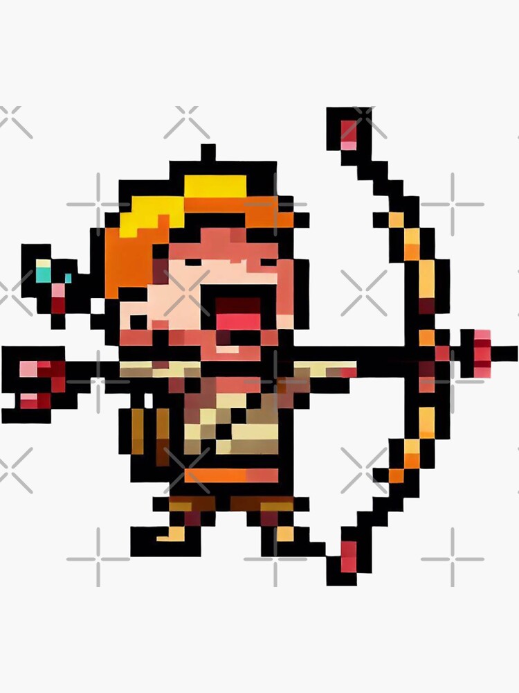 "Happy archer pixel art" Sticker for Sale by PexelBoi | Redbubble