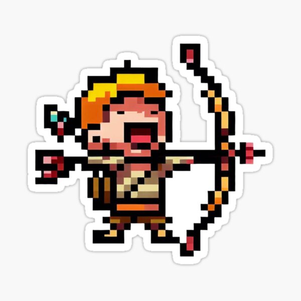 "Happy archer pixel art" Sticker for Sale by PexelBoi | Redbubble