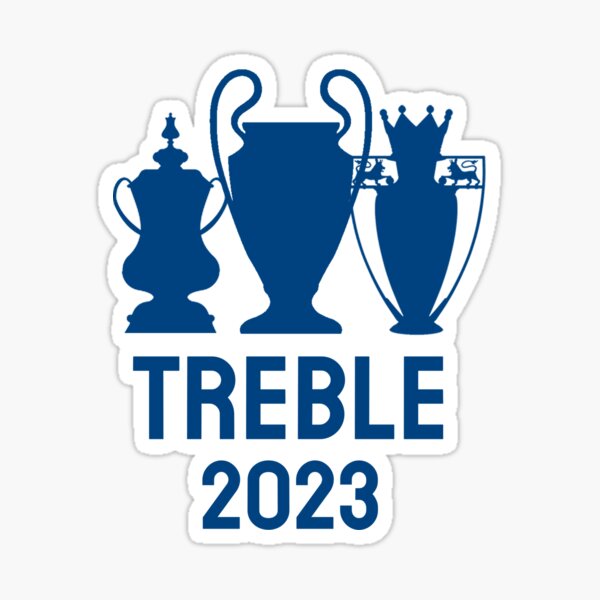 "Treble Winners 2023 Blue 3" Sticker for Sale by VRedBaller | Redbubble