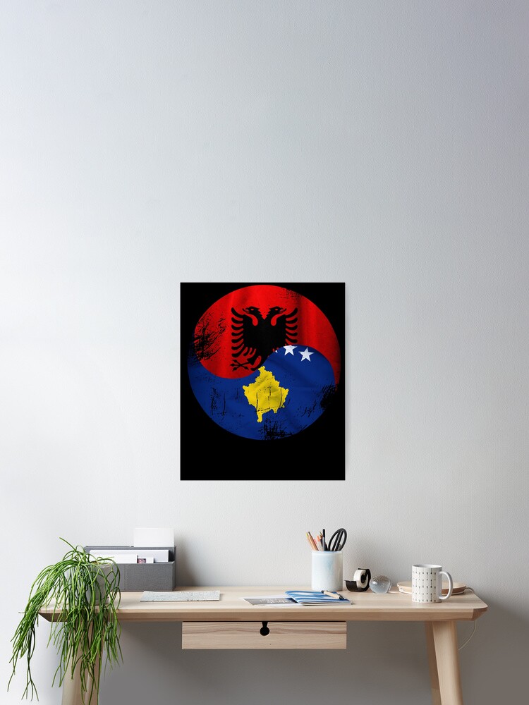 "vintage albanian cosovan Flag, albania and kosovo flags" Poster for ...
