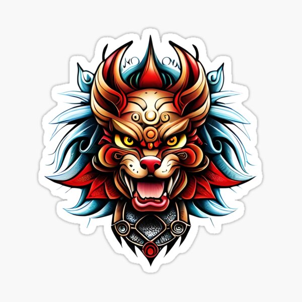 "Fu dog warrior samurai" Sticker for Sale by Estalon | Redbubble