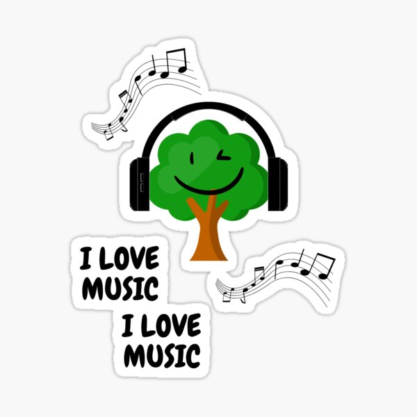 "I love music" Sticker for Sale by Bcach | Redbubble