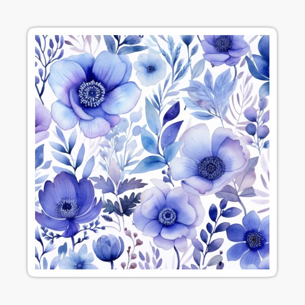 "Floral Watercolor Pattern - Intuitive Indigo" Sticker for Sale by ...